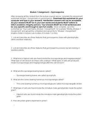 Lee Assignment Module 4 (Lecture) Plant Biology - Assignment Module 4 ...