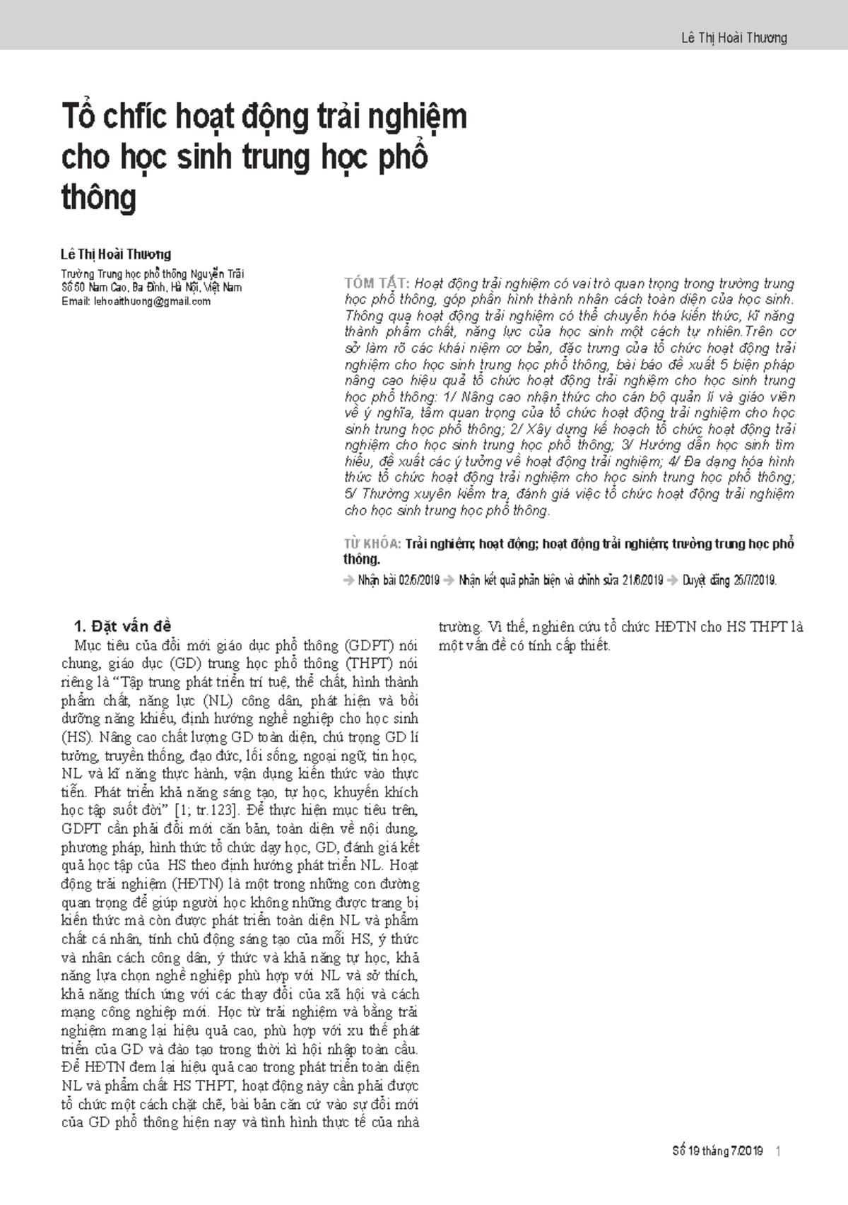 Bai so 8 so 19 2019 - eder - Lê Thị Hoài Thương Số 19 tháng 7/2019 1 Tổ ...