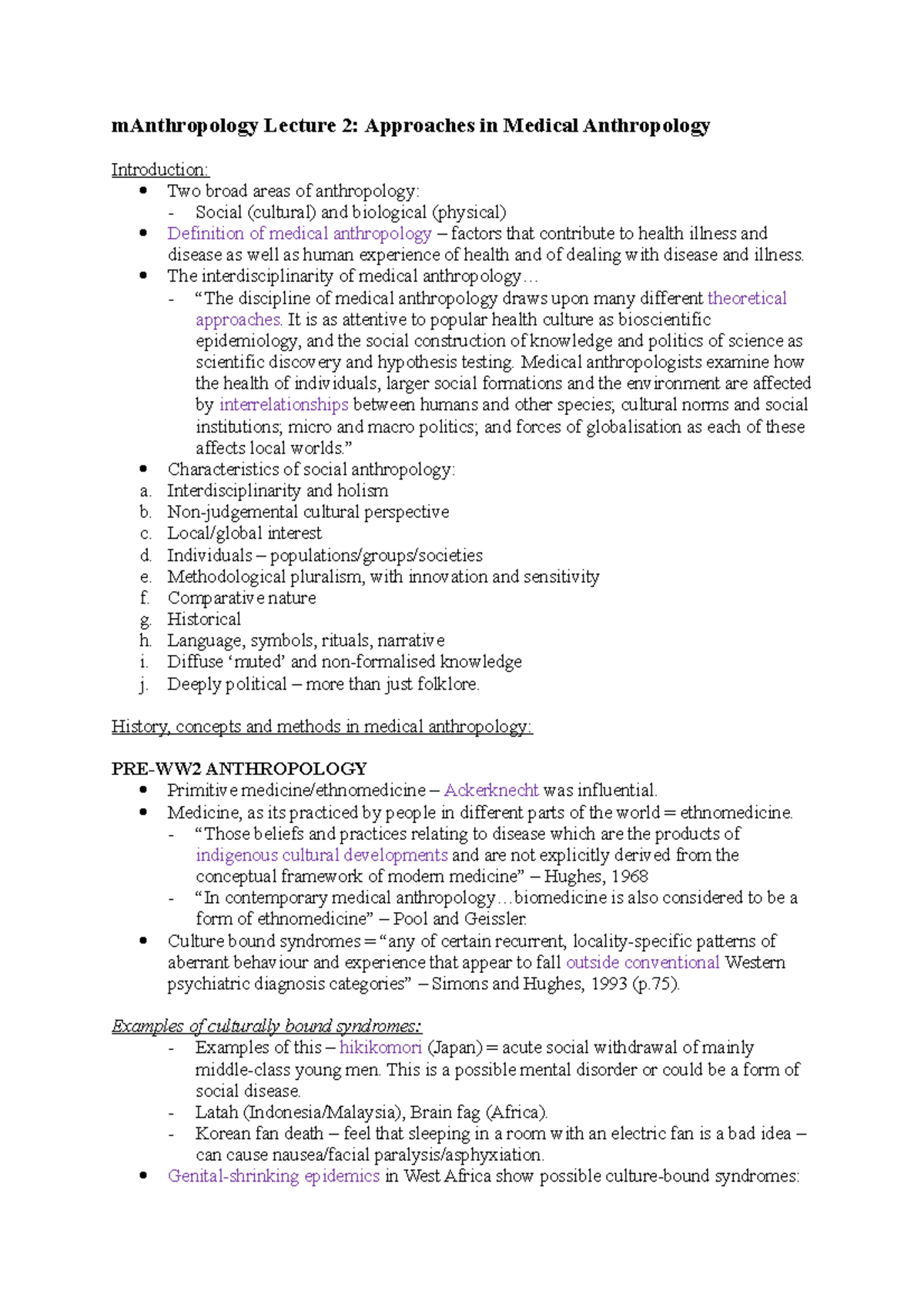 Anthropology Lecture 2 The Interdisciplinarity Of Medical