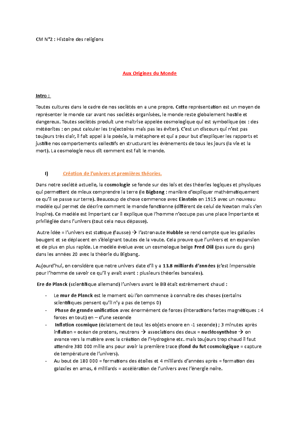 CM N2 religions - Cours sur les origines du monde - CM N°2 : Histoire ...