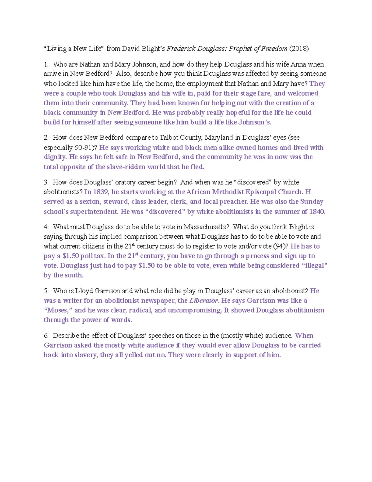 Living a new life questions - “Living a New Life” from David Blight’s ...