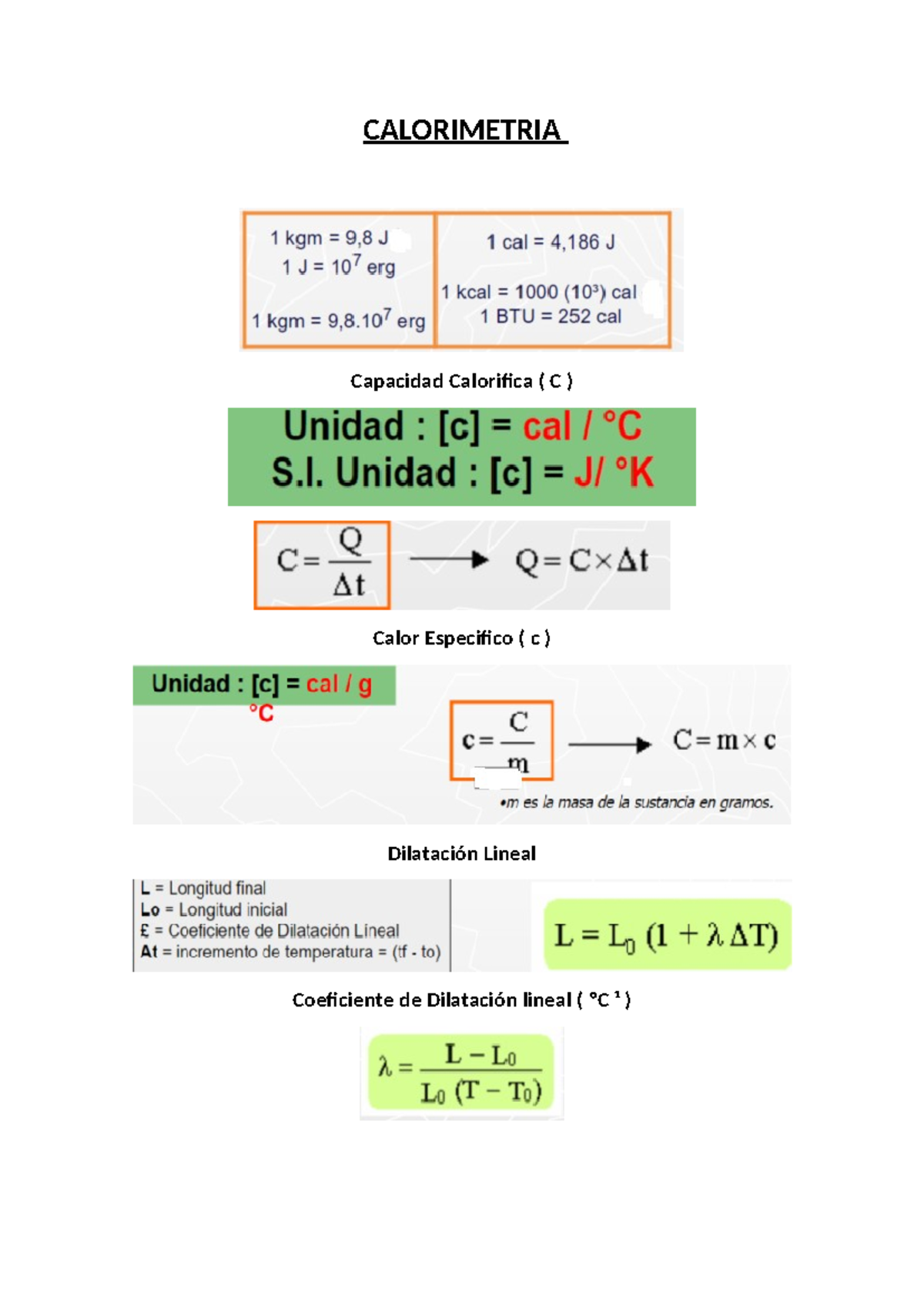 Tabla Formulas Calorimetria E Hidrostatica - Fisicoquimica ...