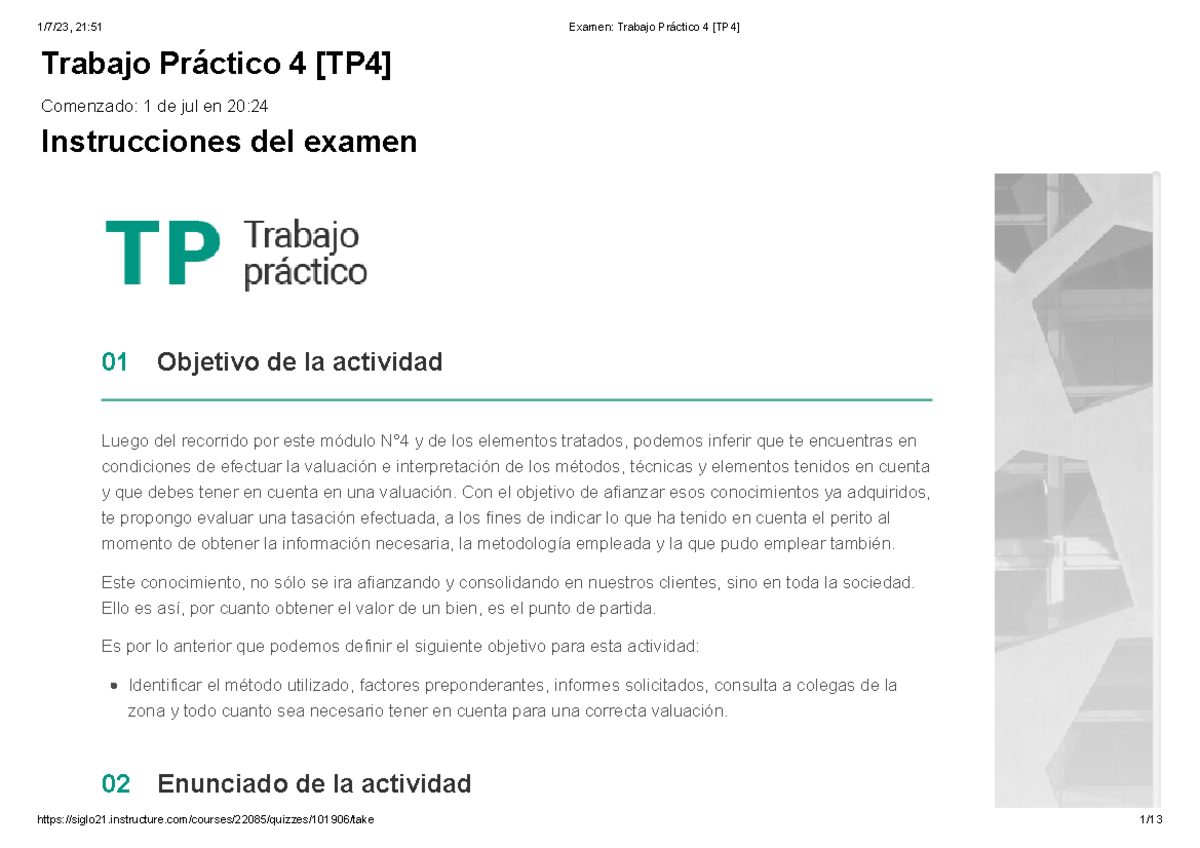 Examen Trabajo Práctico 4 [TP4] 100%MECH - Trabajo Práctico 4 [TP4] Comenzado: 1 de jul en 20 ...