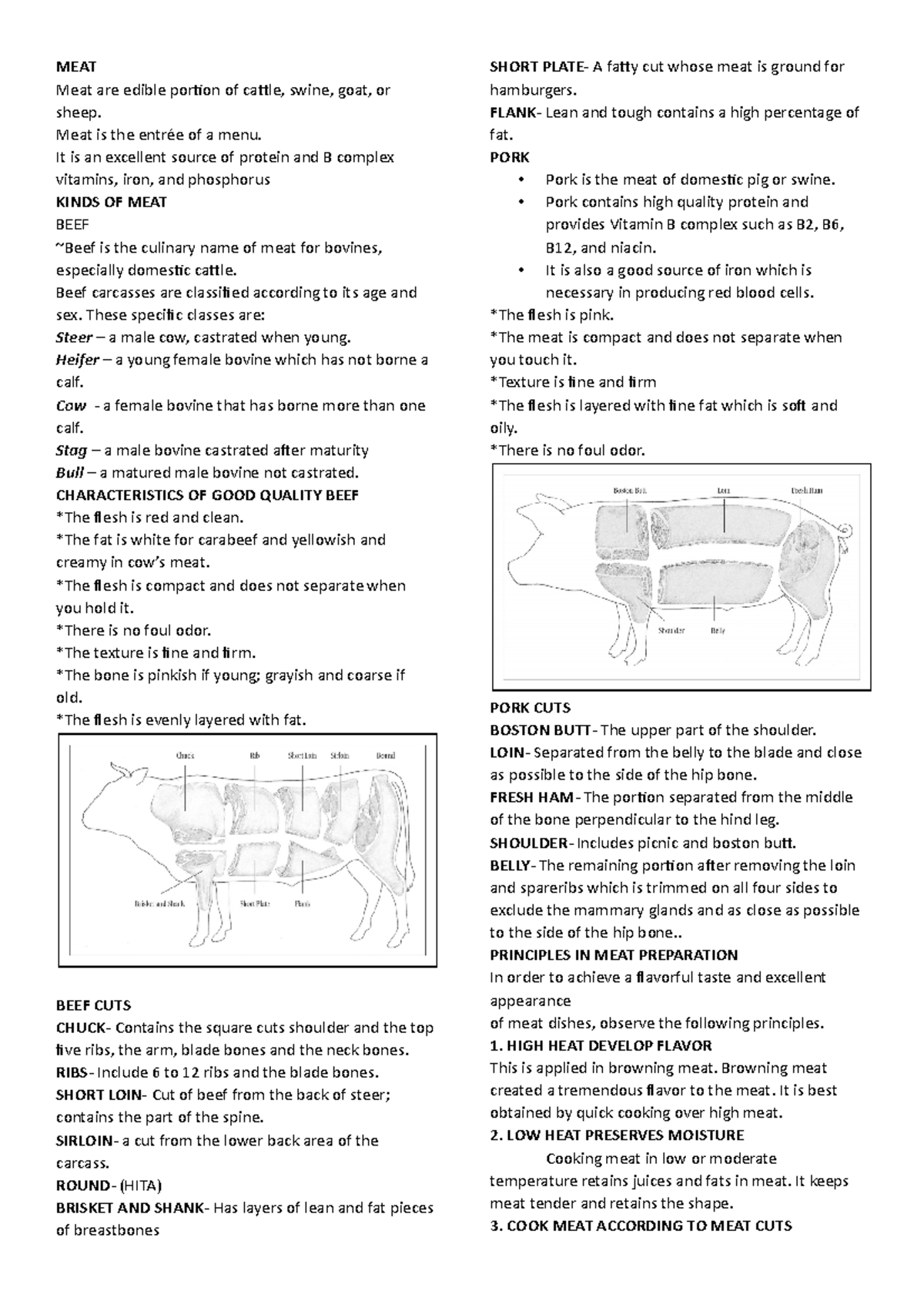 KEBF finals lecture notes compilation - MEAT Meat are edible portion of ...