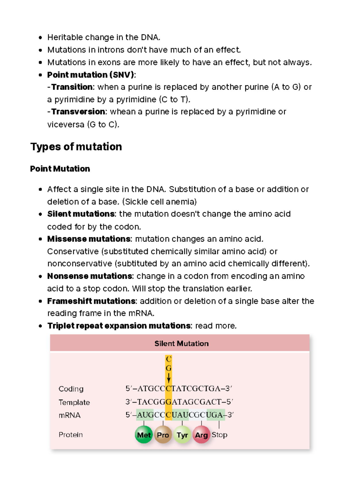 10 Mutations - Dr. Mosley's lecture + book notes from Biology, 2020 ...