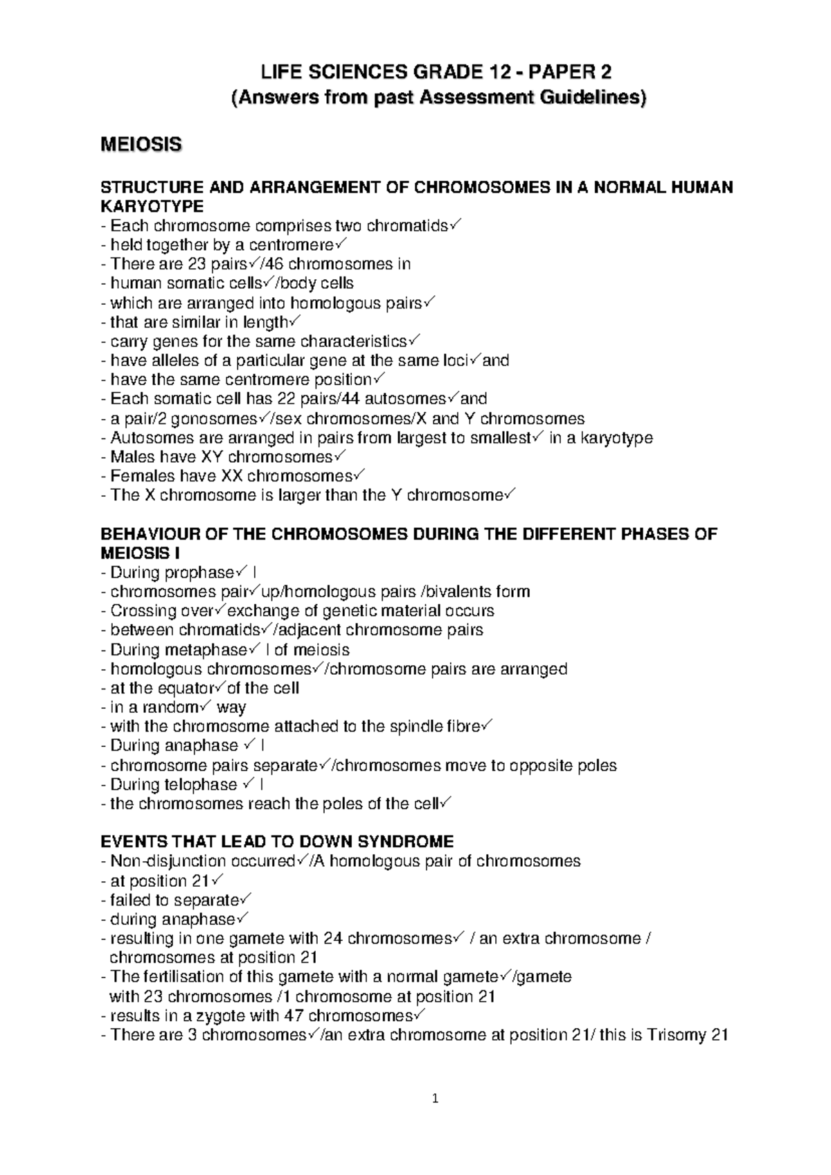 LIFE Sciences Grade 12 Study Notes P2 - LIFE SCIENCES GRADE 12 - PAPER ...