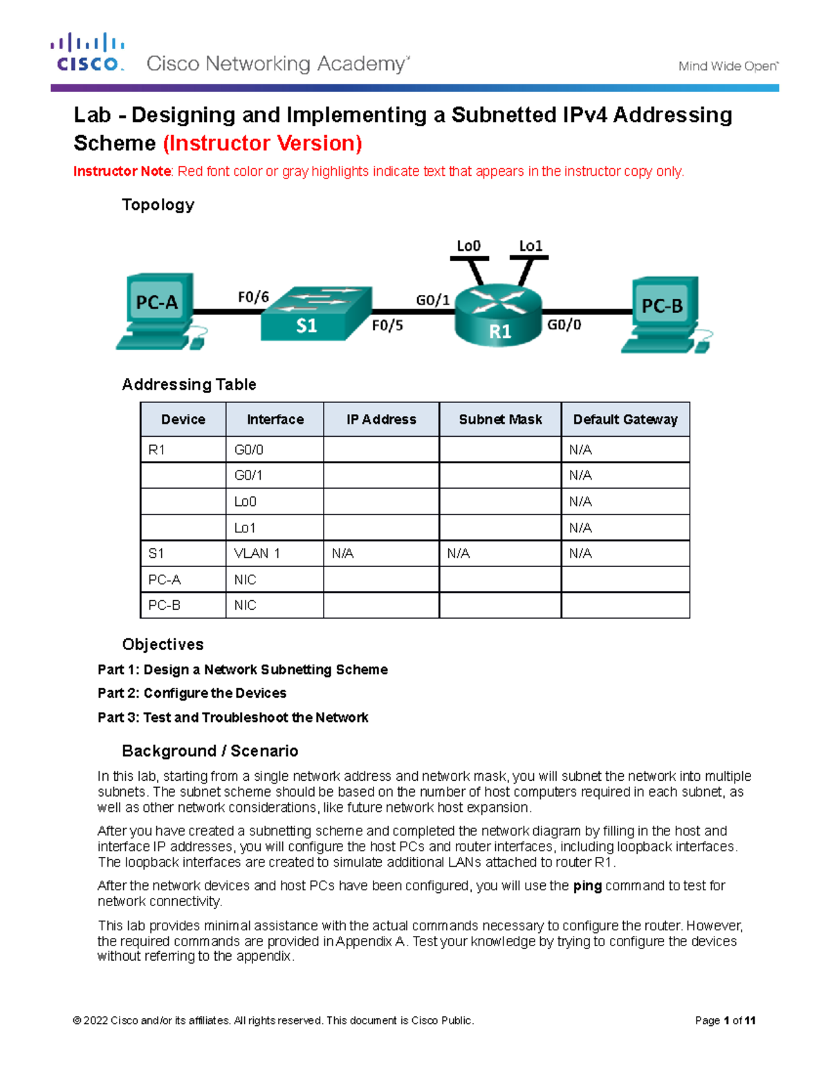 8.1.4.8 Lab - Designing and Implementing a Subnetted IPv4 Addressing Scheme - ILM - Lab ...