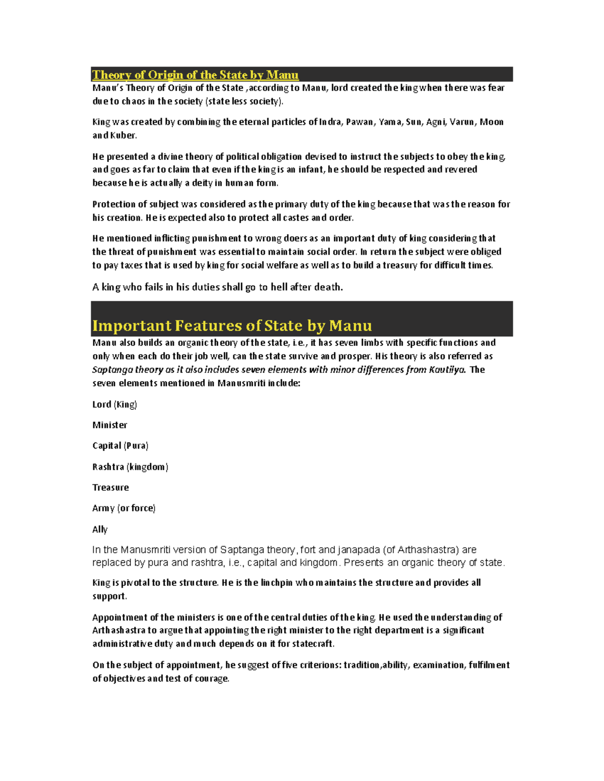 Statecraft - UNIT 1 - Theory of Origin of the State by Manu Manu’s ...