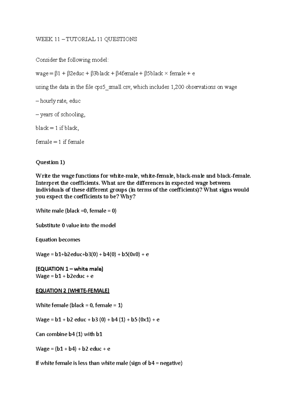 WK11 TUTQ - notes work study summary - WEEK 11 – TUTORIAL 11 QUESTIONS ...