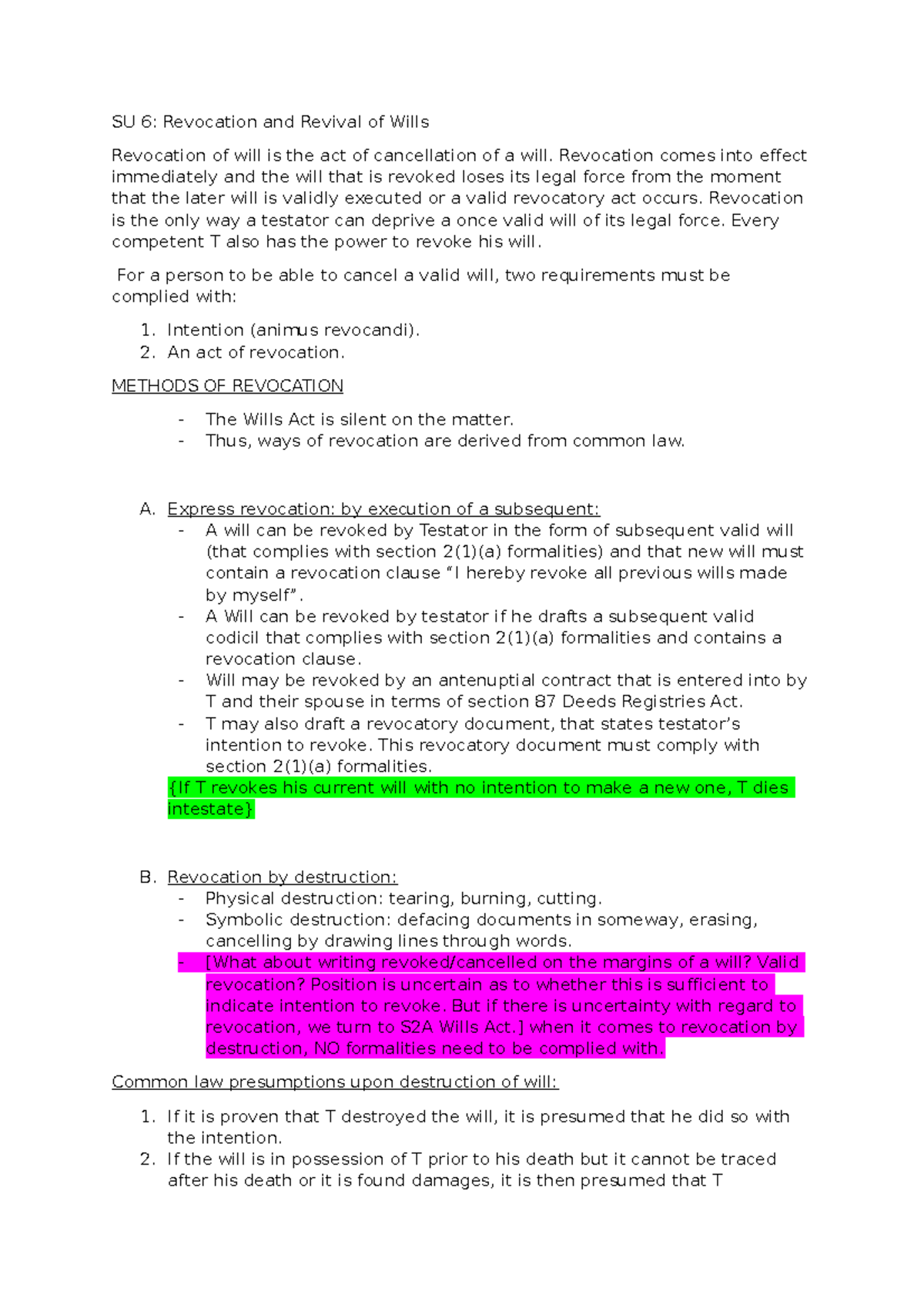 ERF ST 2 PREP (1) - ERF - SU 6: Revocation and Revival of Wills ...