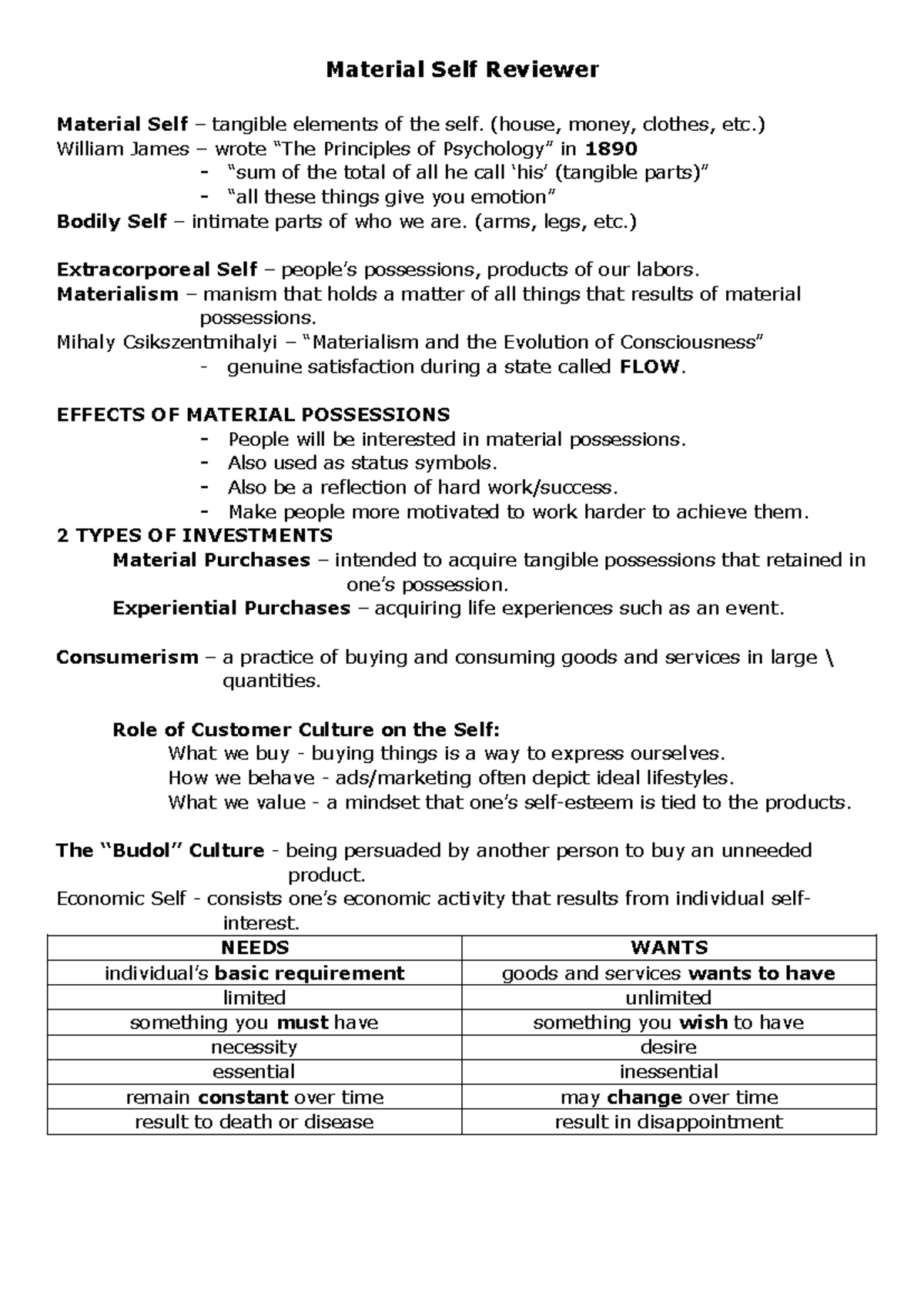 Material Self to Digital Self Reviewer - Material Self Reviewer ...