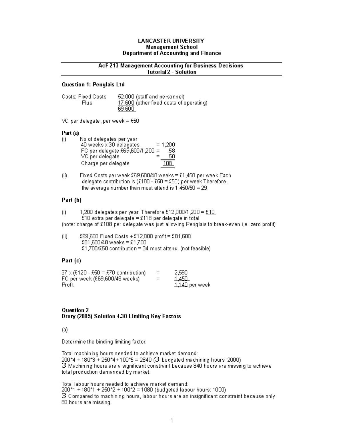 Ac F 213 - Tutorial 2 - Solutions - LANCASTER UNIVERSITY Management ...