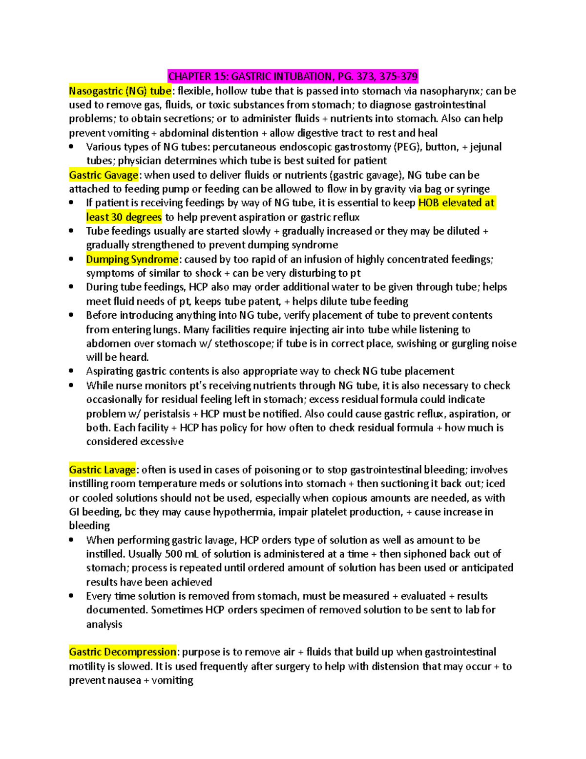 Chapter 15 Gastric Intubation - CHAPTER 15: GASTRIC INTUBATION, PG. 373 ...