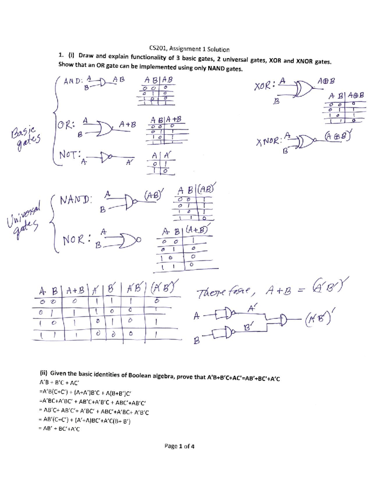 Asg 1 sol - The solution to Assignment 1 - CS 201 - Studocu