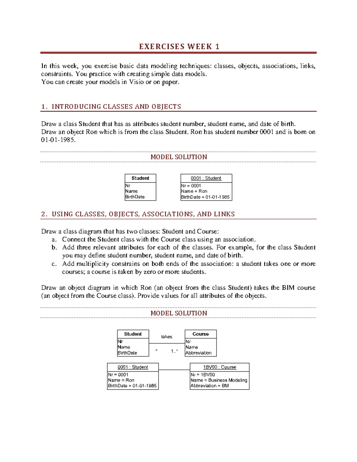 Solution Exercises Week 1 Data Modeling Exercises Week 1 In This Week You Exercise Basic Data