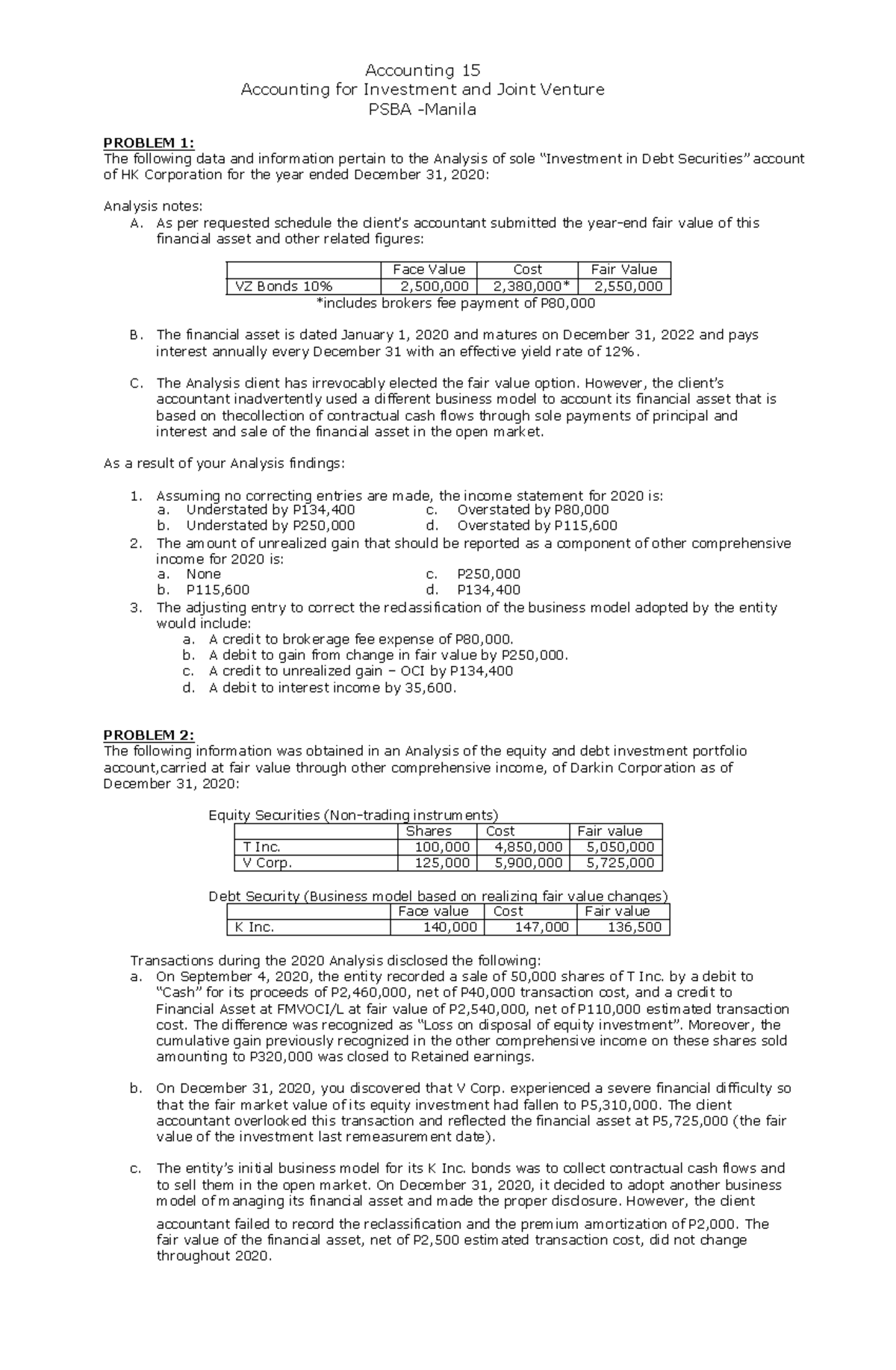 Investment IN Joint Venture - Accounting for Investment and Joint ...