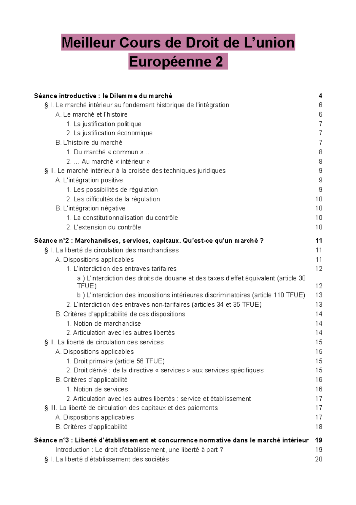 S2 Droit de L’union Européenne 2 - Meilleur Cours de Droit de L’union ...