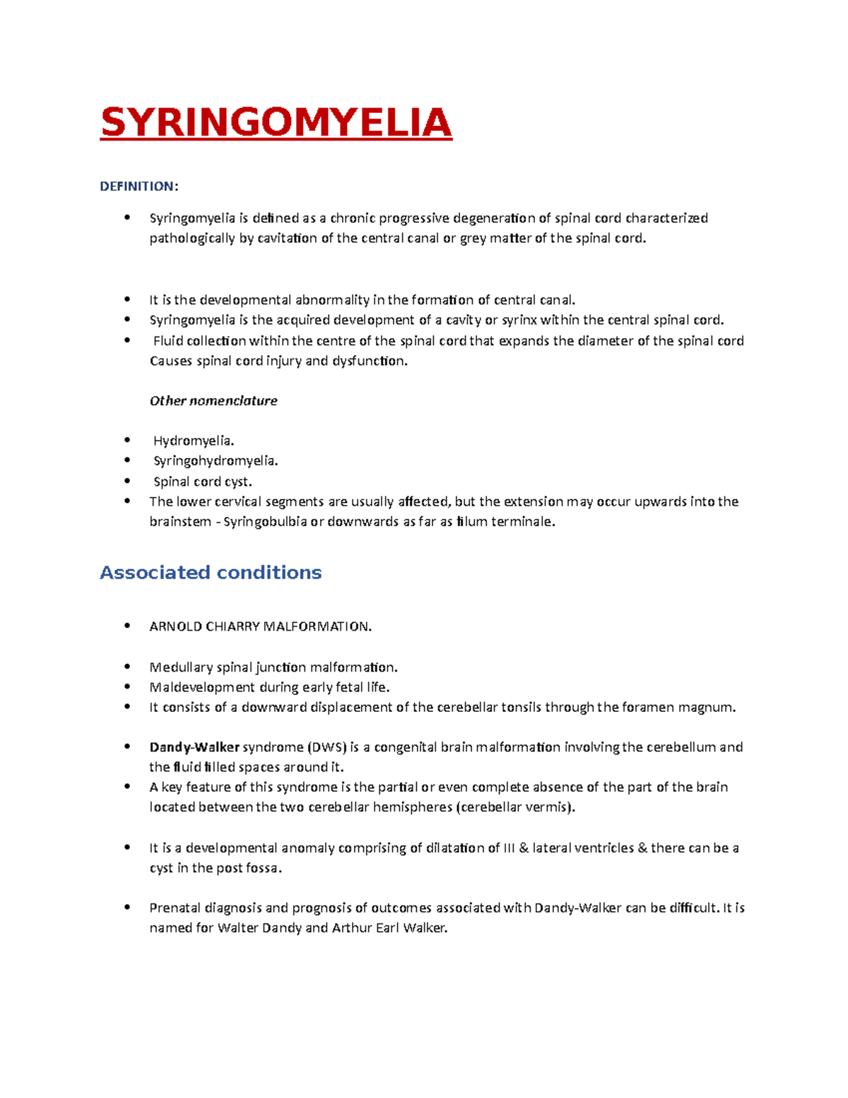 Syringomyelia and its etiology clinical features - SYRINGOMYELIA ...