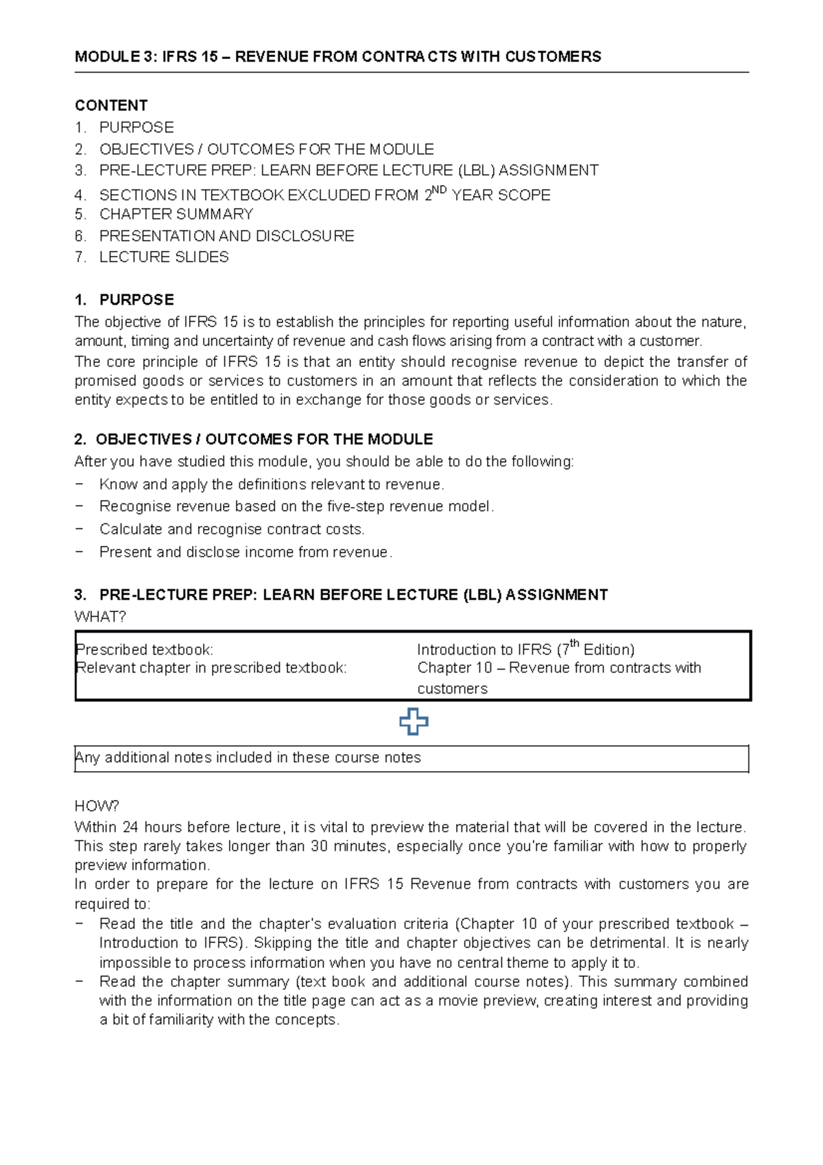 Module 3 IFRS 15 Revenue FROM Contracts WITH Customers MODULE 3