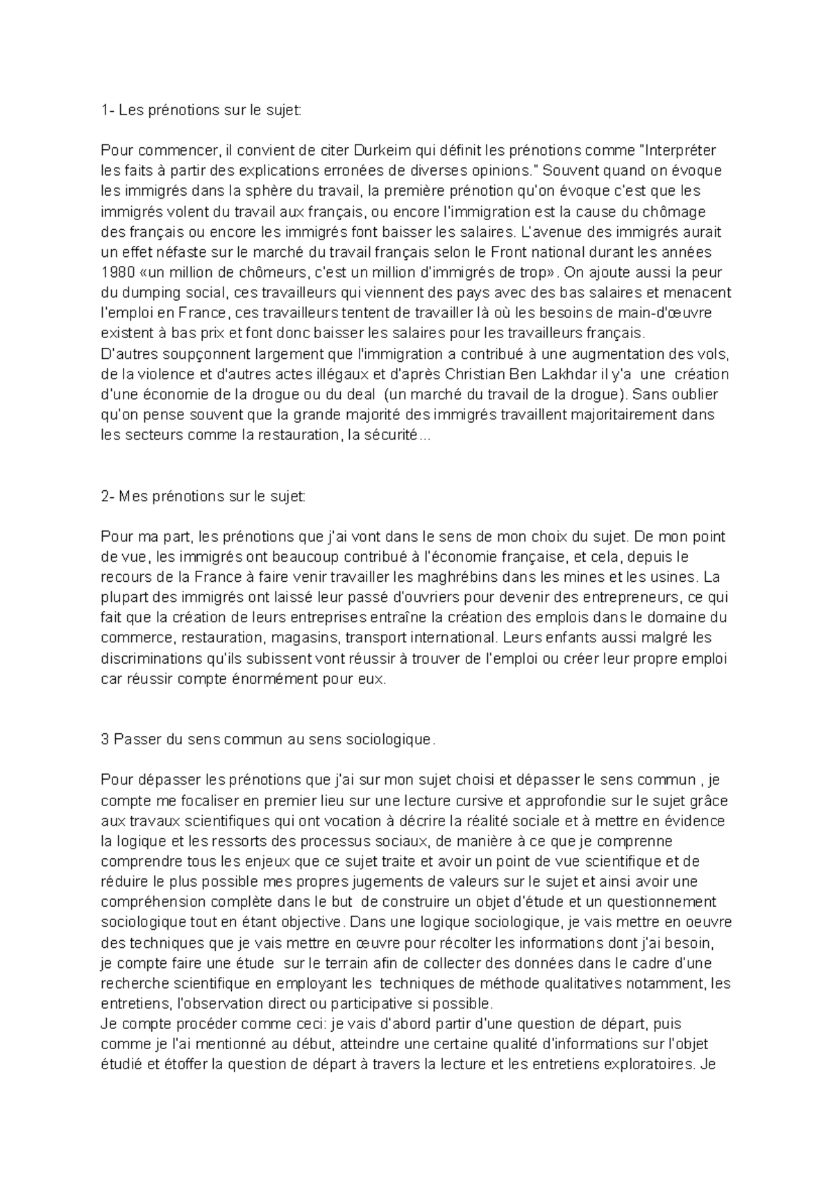 Les prénotion en Sociologie - UM5 - Studocu