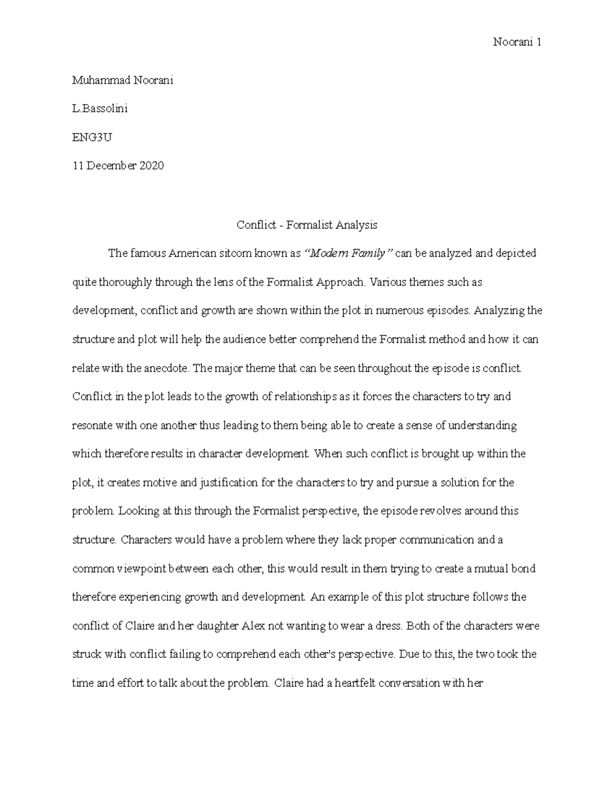 Formalist Approach Essay Example - MN - Noorani 1 Muhammad Noorani L ...