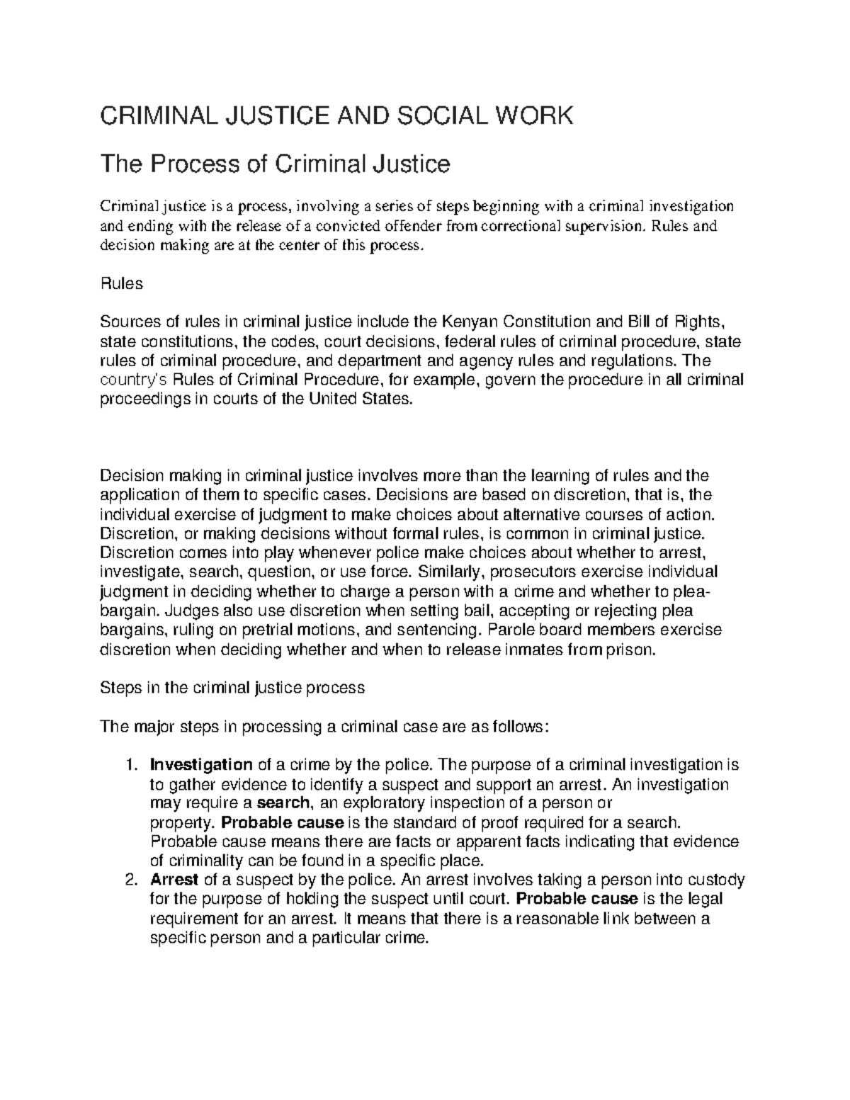 Criminal Justice AND Social WORK - CRIMINAL JUSTICE AND SOCIAL WORK The ...