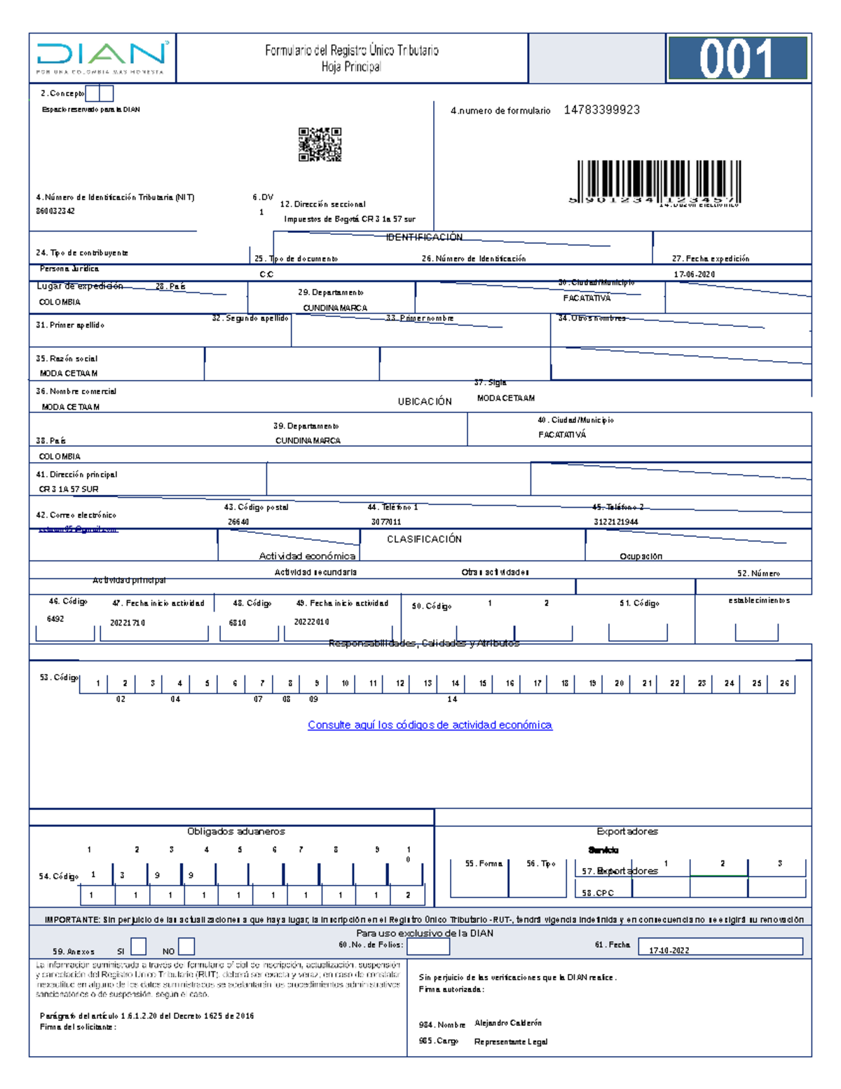 RUT- Editable Cetaam - Concepto Espacio reservado para la DIAN 4 de ...