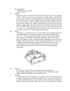 Mechanical Equivalent of Heat (Electrical Method) Lab Report - I. Basic ...