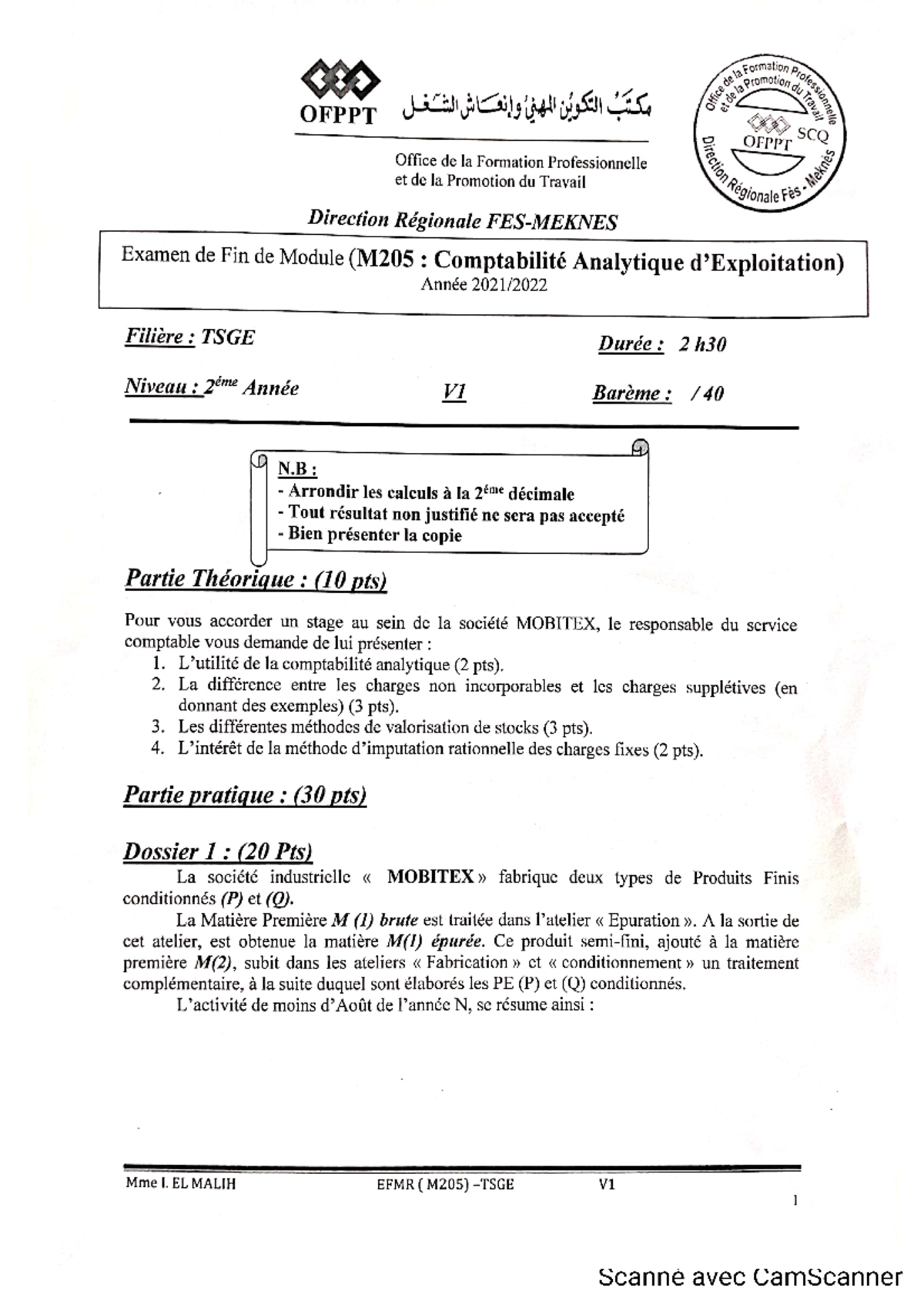 EFM TSGE CAE V1 - salimi - Economie & Gestion - Studocu