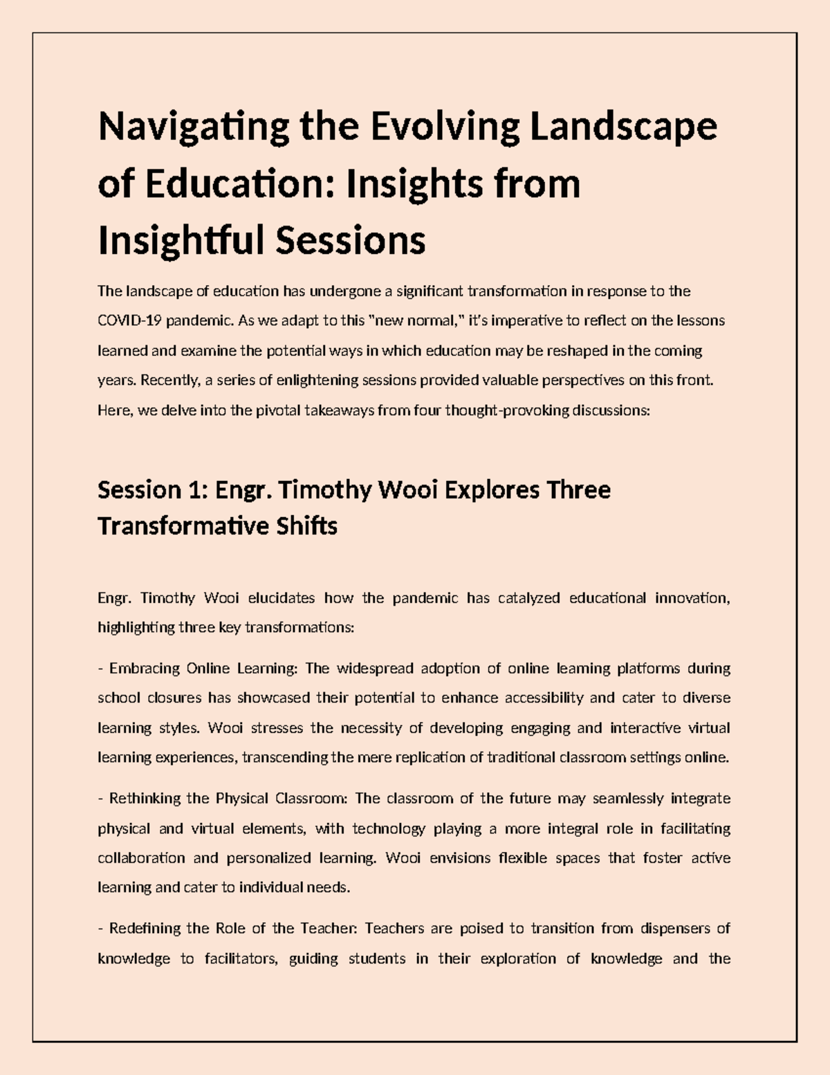 Navigating the Evolving Landscape of Education - Navigating the ...