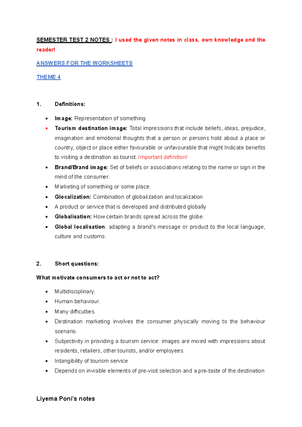 EFK 210 Semester 2 Test Notes - SEMESTER TEST 2 NOTES : I used the ...