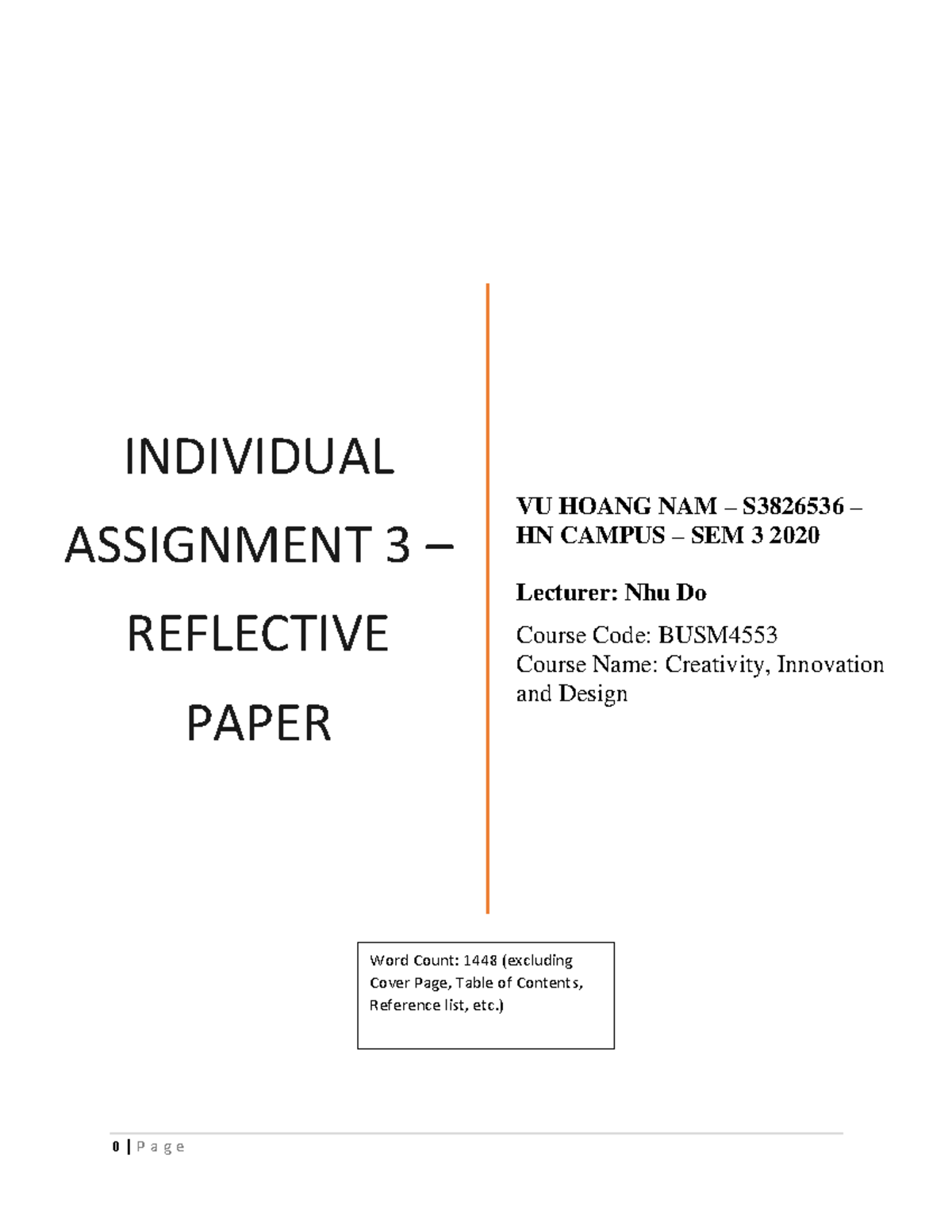 DI 71 - Individual Assignment 3 - Reflective Paper - Vu Hoang Nam ...