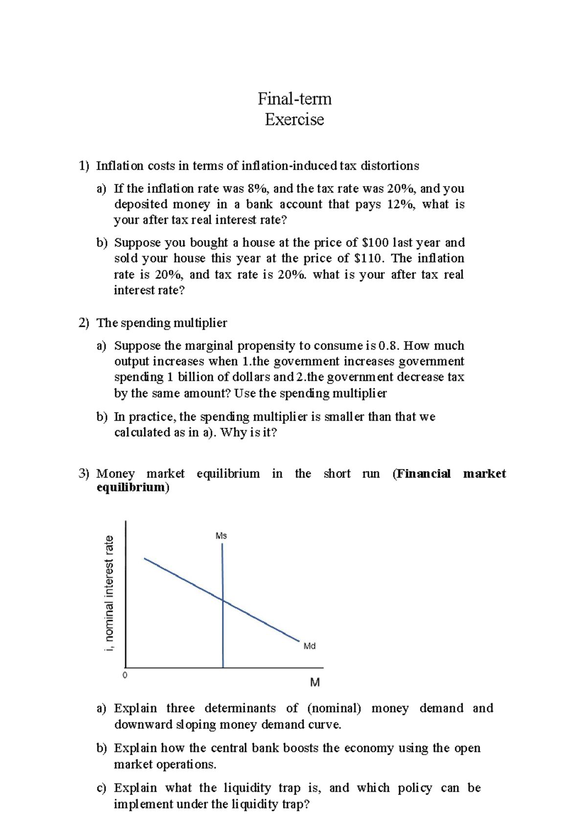 Final-term Exercise - Final-term Exercise Inflation costs in terms of ...