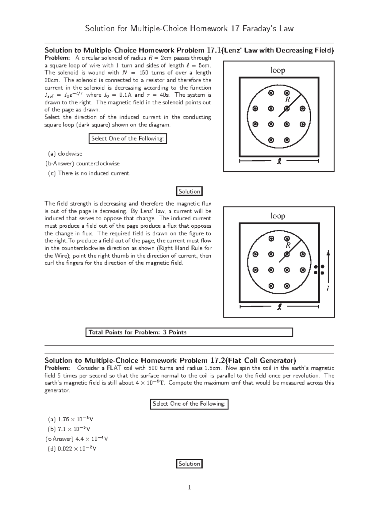 MCHW19 solution - answers - Solution for Multiple-Choice Homework 17 ...