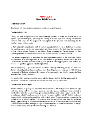 Module 1 Quality Management Systems - MODULE 1 Quality Management ...