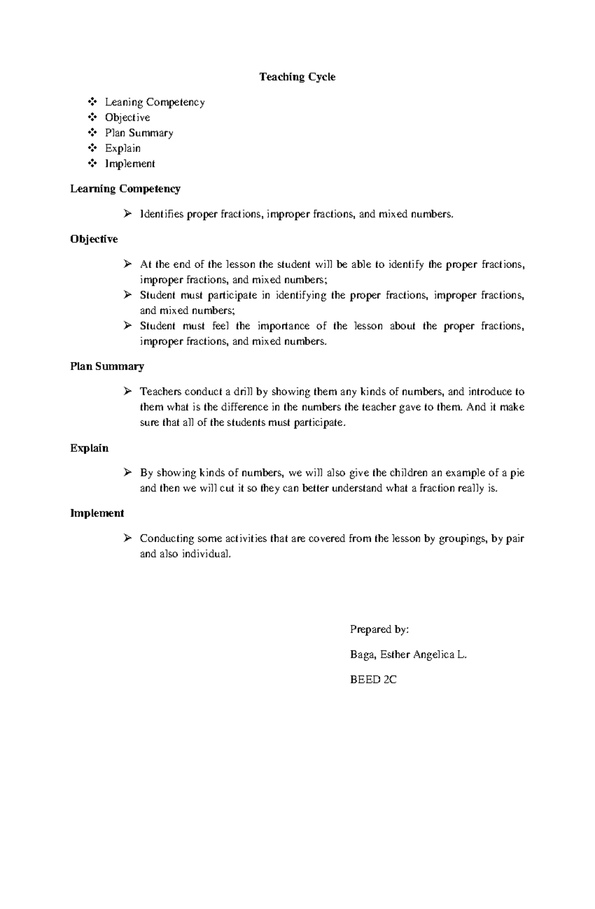 Teaching Cycle - sdbbsdbg - Teaching Cycle Leaning Competency Objective ...