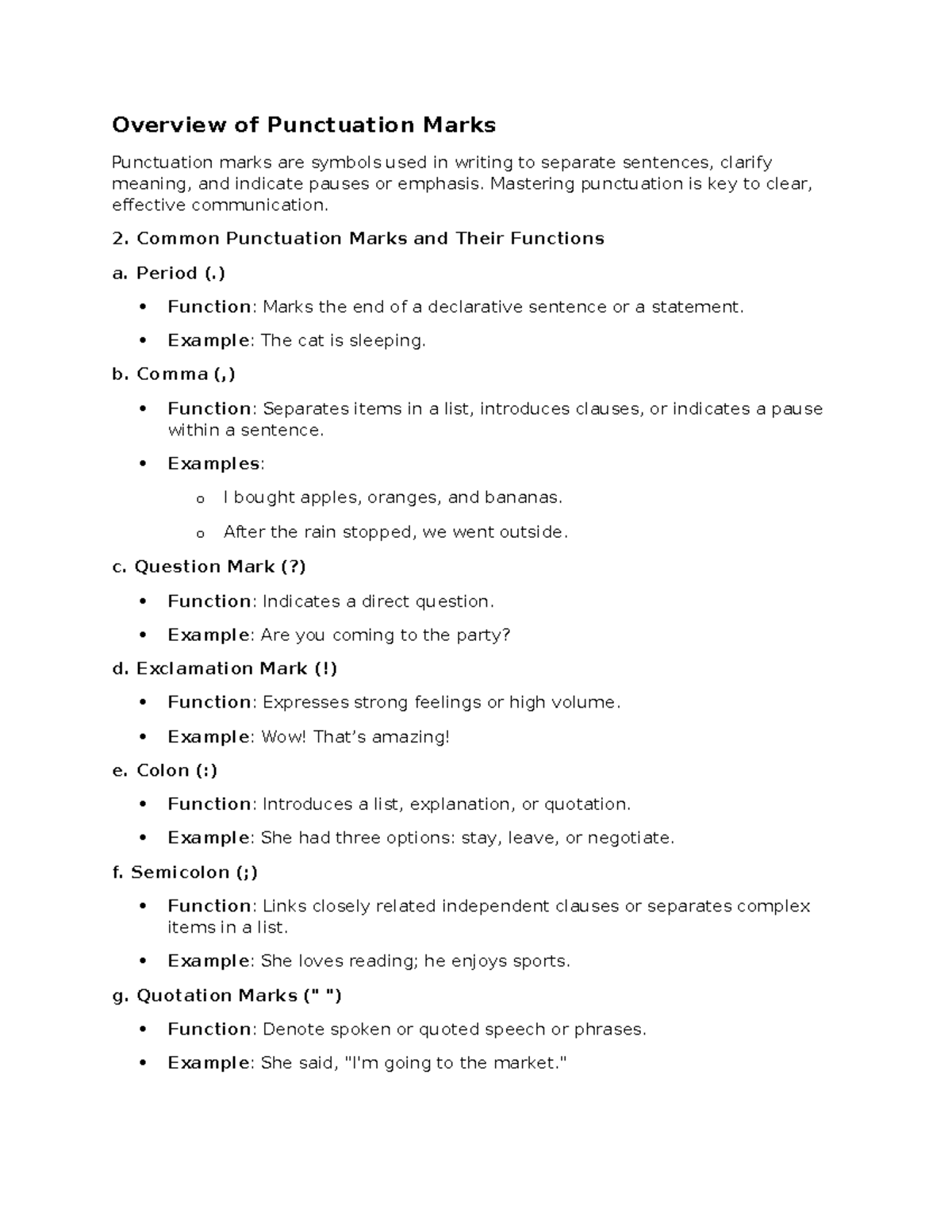 Overview of Punctuation Marks - Overview of Punctuation Marks ...