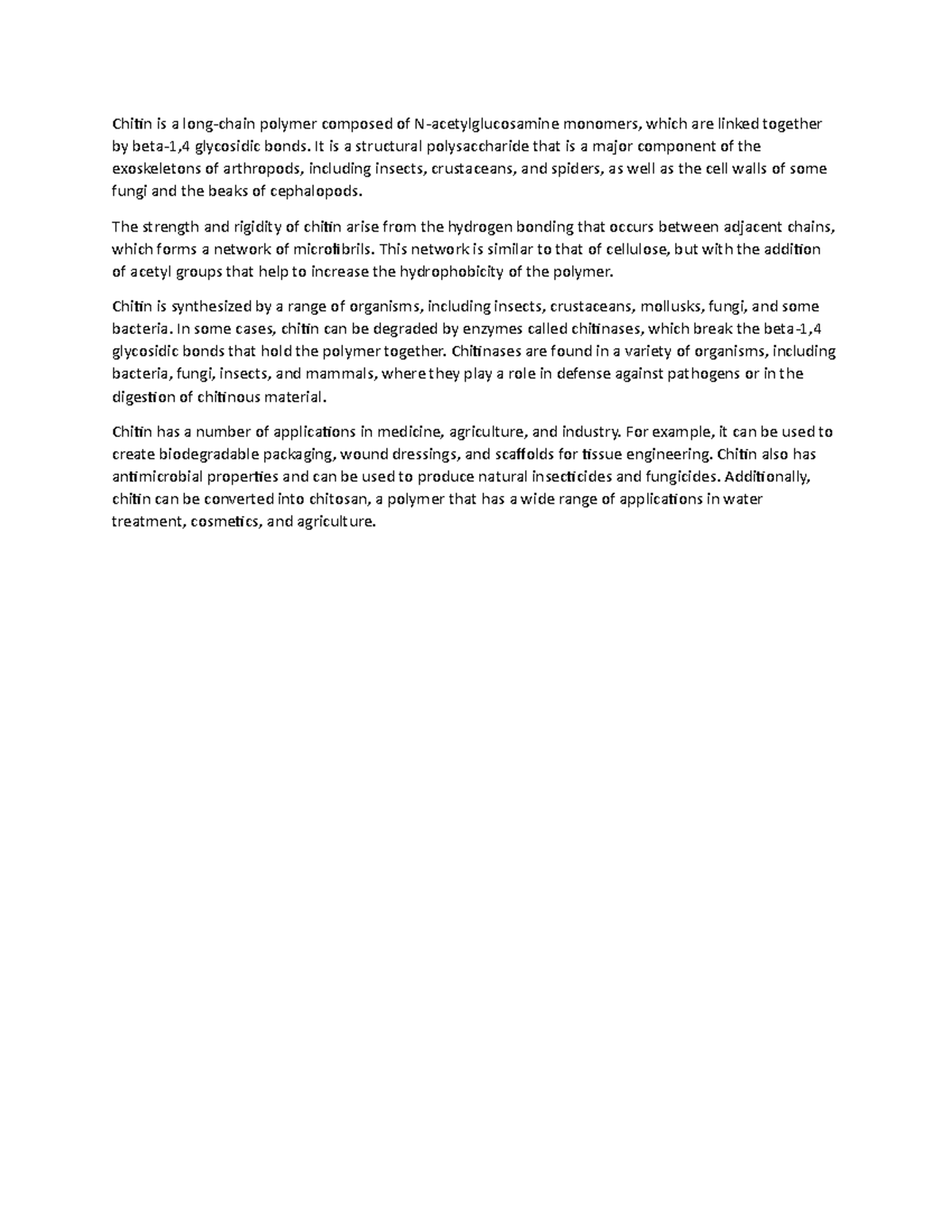 Bio Notes - Chitin - Chitin is a long-chain polymer composed of N ...