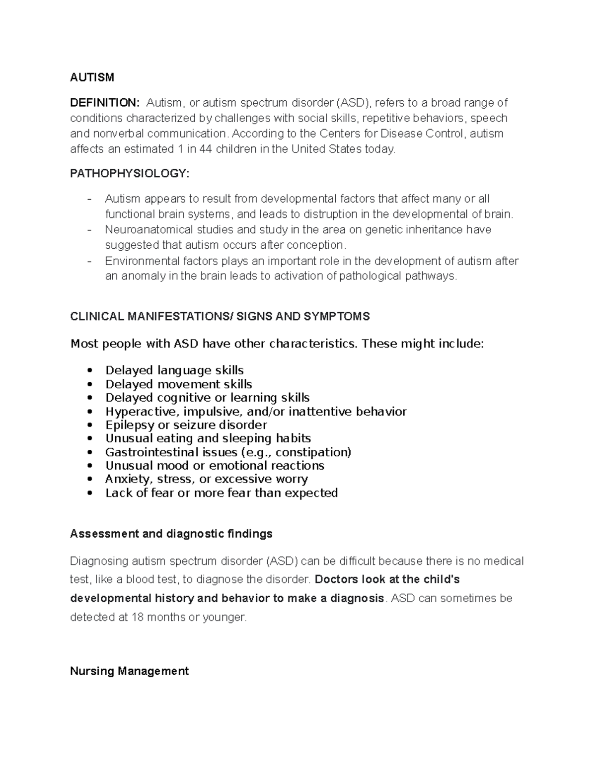 Nursing notes about Autism that will help you understand - Nursing Care ...