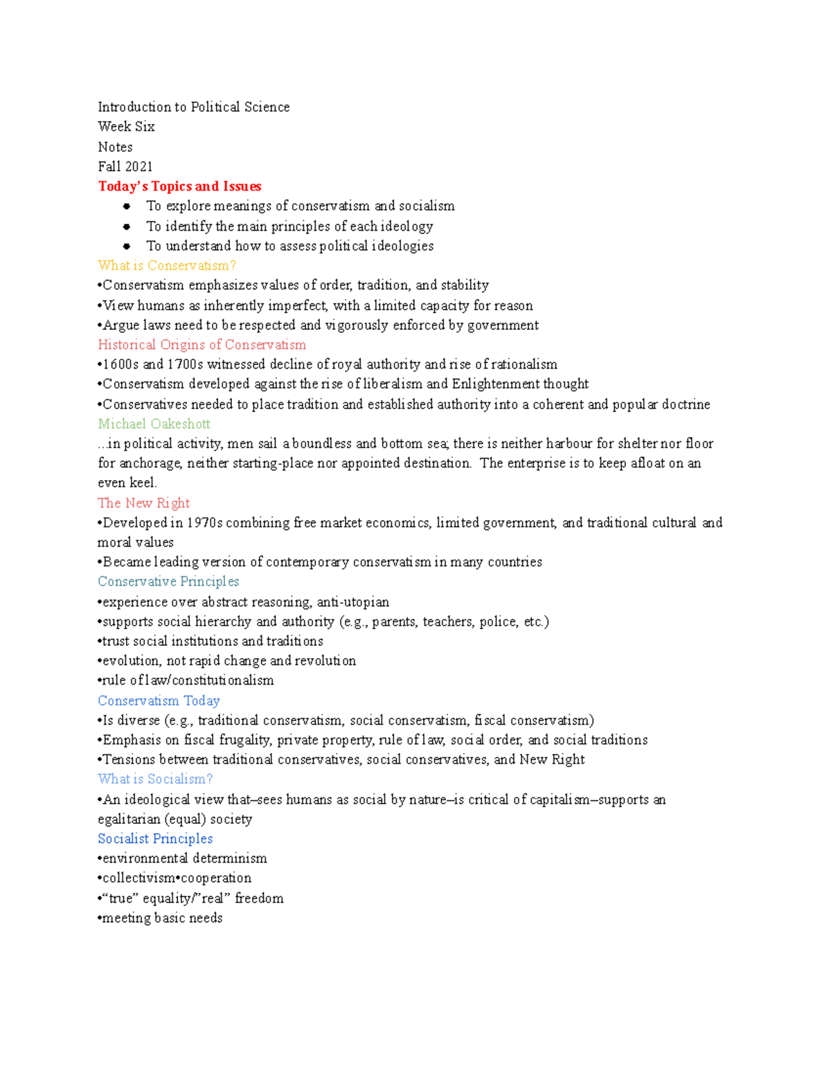 Introduction to Political Science Week 6 - Introduction to Political ...