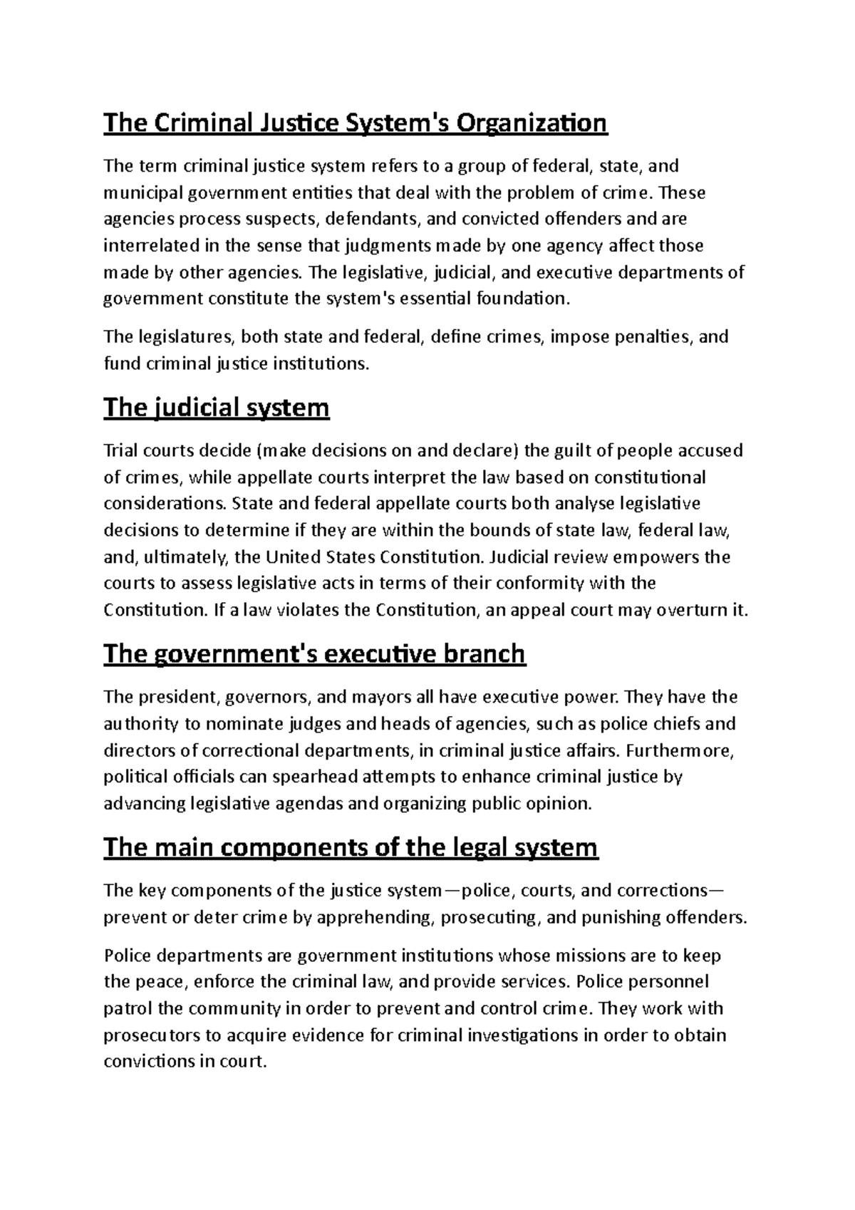 The Criminal Justice System 3 - These agencies process suspects ...