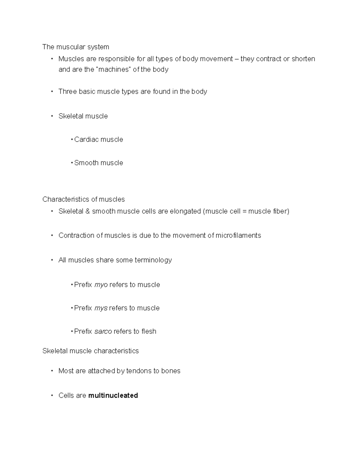 Notes 10. muscular system - The muscular system ∙ Muscles are ...