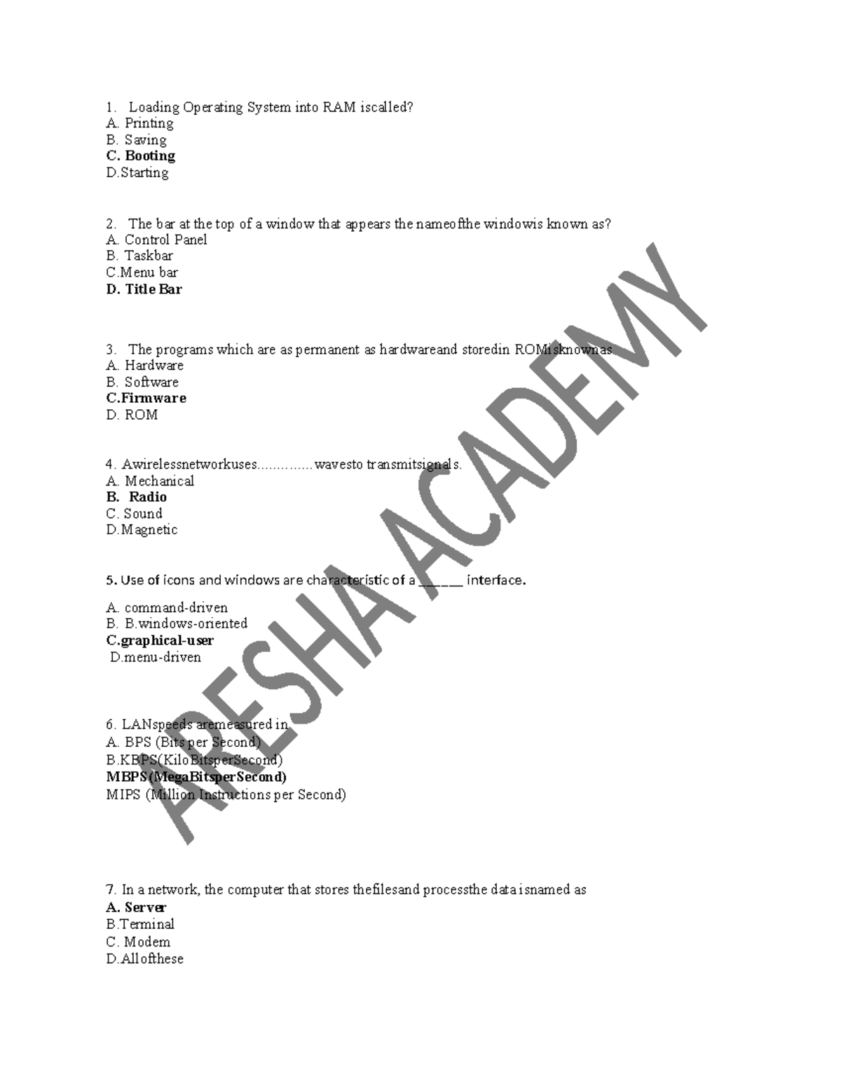 CAB Test Bank - CAB Test Bank - Loading Operating System into RAM ...