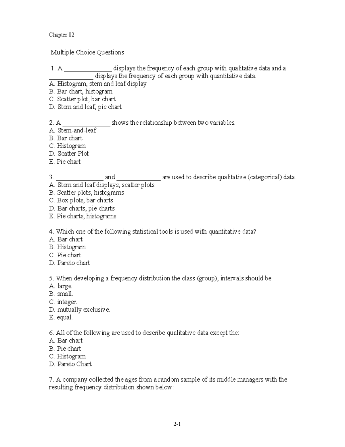 PS Ch2 - essay - Chapter 02 2- Multiple Choice Questions A ...