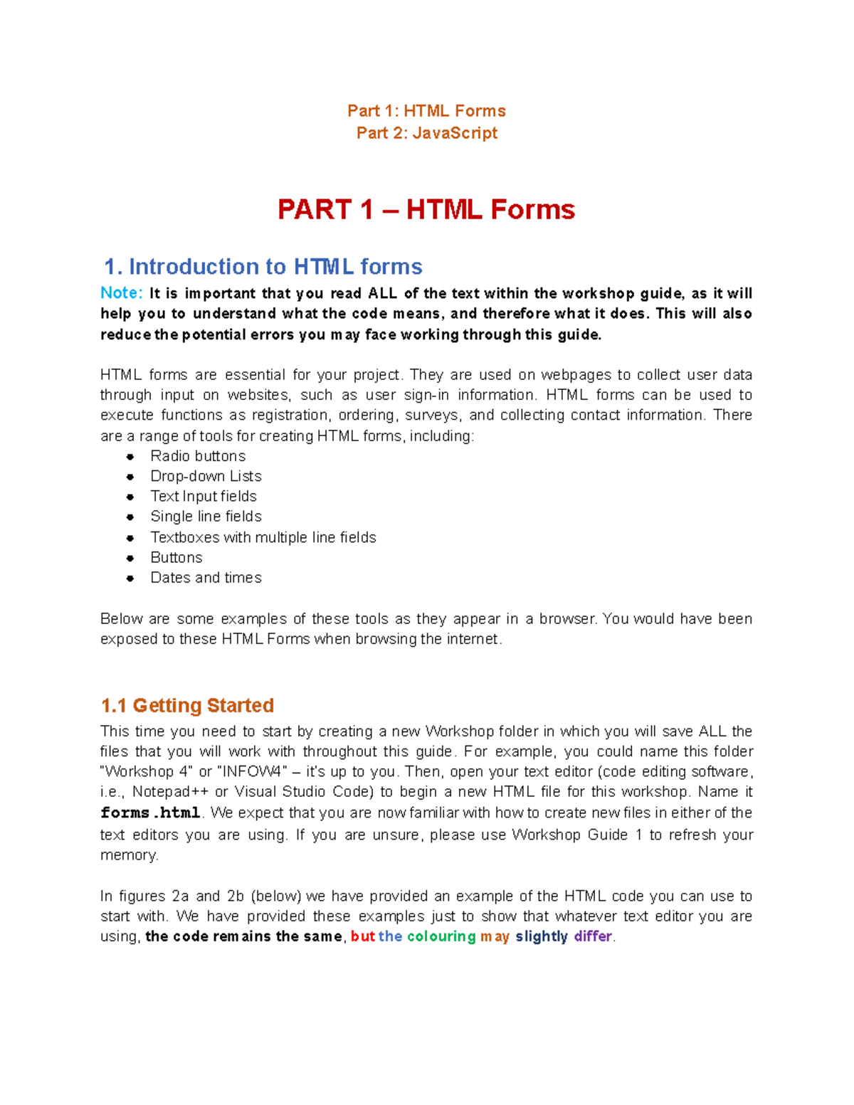 Java Lecture Notes For Info101 Helpful For Website Project Part 1