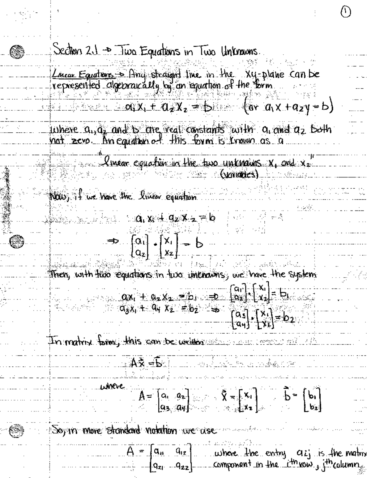M221 2013-2014 Lecture Notes 2 - Two Equations in Two Unknowns - I A ...