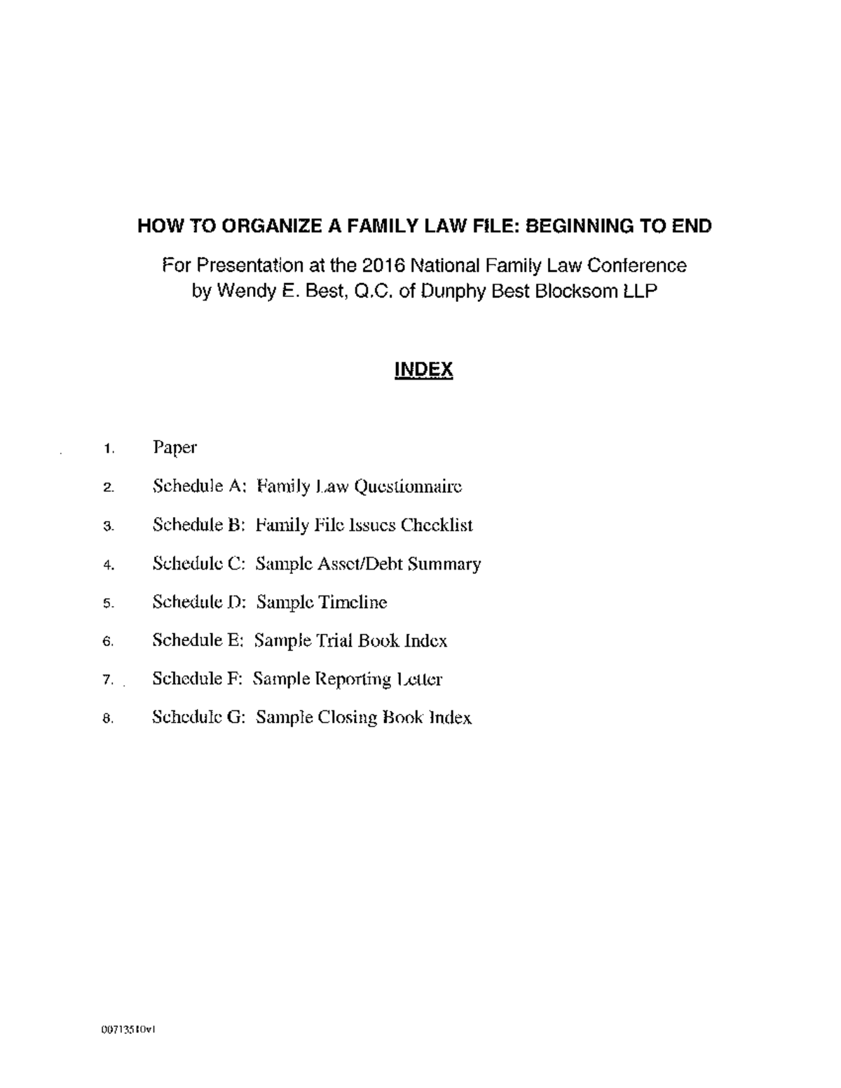 How To Organize A Family Law File Beginning to End Index and Schedules ...