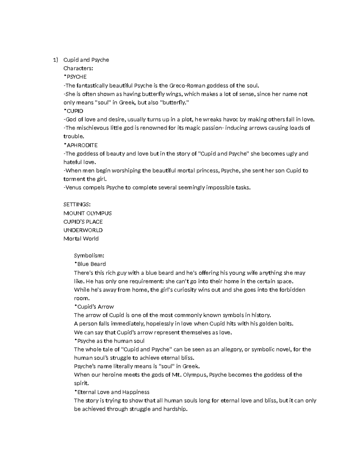 Stories of Love and Adventure - Cupid and Psyche Characters: *PSYCHE ...