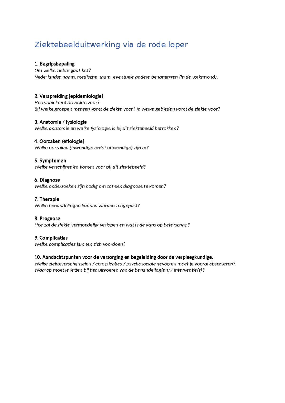 Rode loper - gebruik voor uitwerken ziektebeelden ...