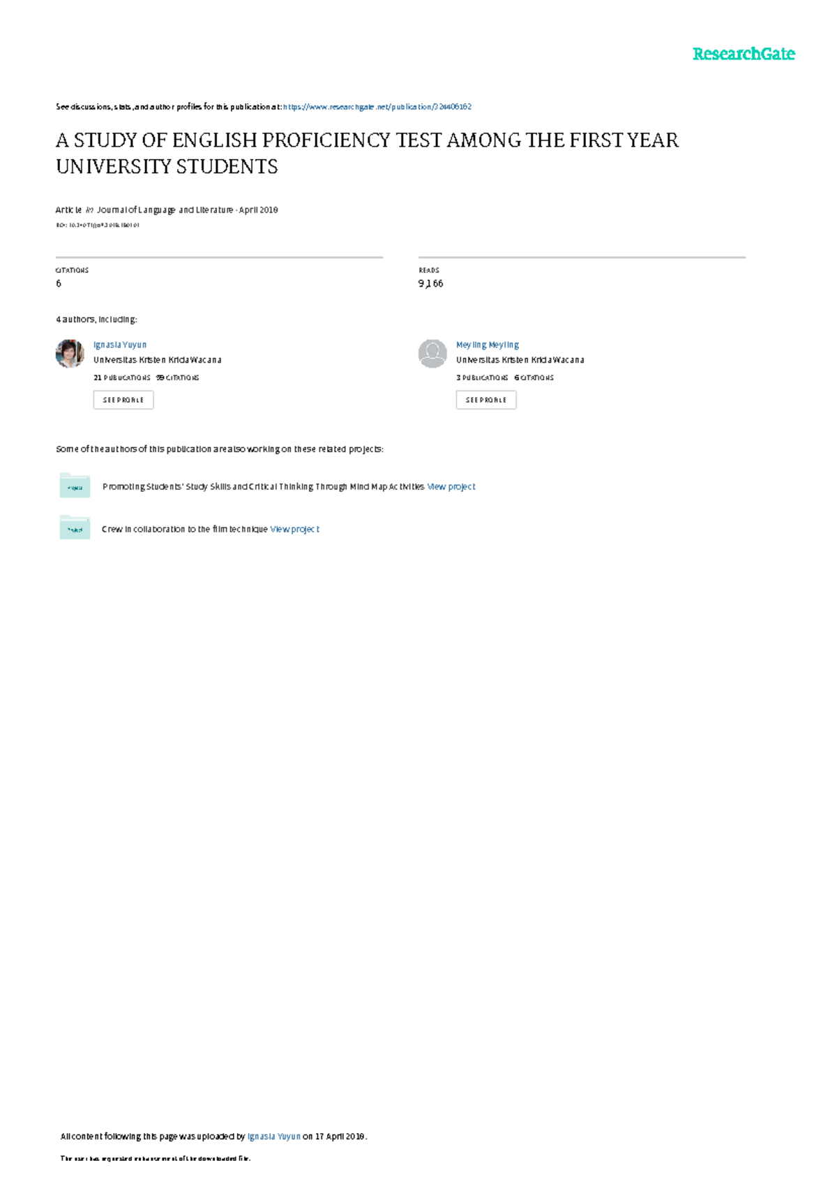 A Study OF English Proficiency TEST Among THE FIRS - See discussions ...